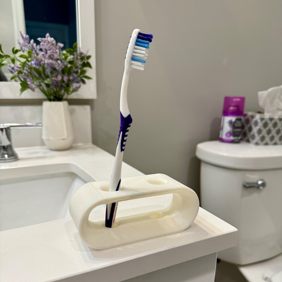 3D Printed Toothbrush Holder Holds Two Toothbrushes Minimalistic Design ...