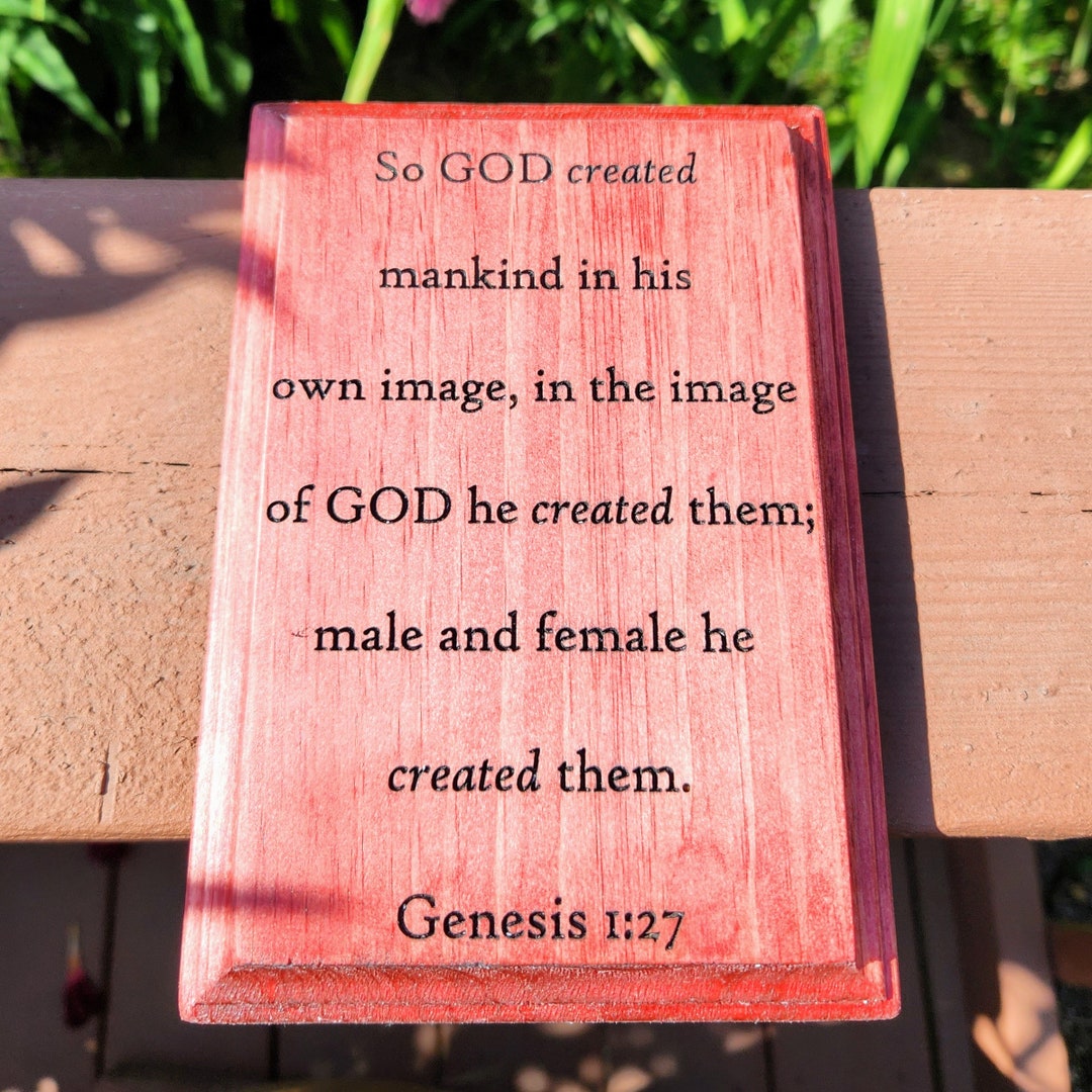 Bible Verse Wood Plaque Personalized Verse Sign Red Wood Stained ...