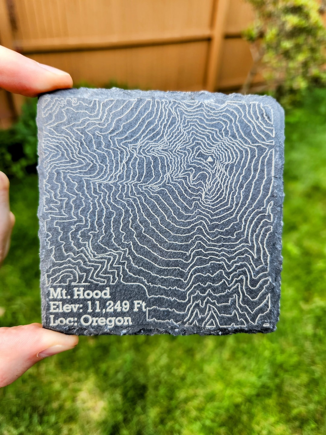 Custom Topographic Map Engraved Slate Coaster Contour Line Map Slate ...