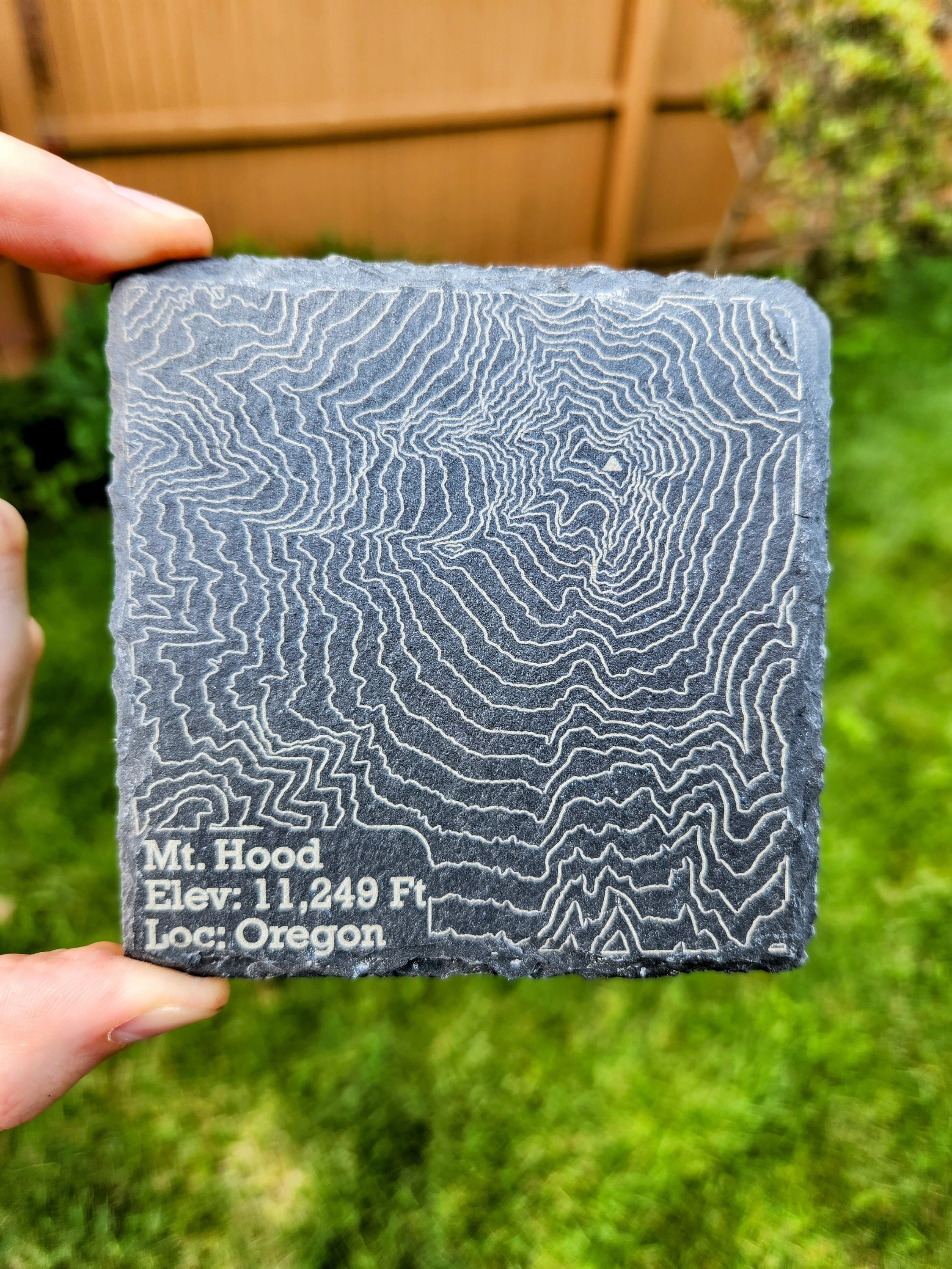Custom Topographic Map Engraved Slate Coaster Contour Line Map Slate ...