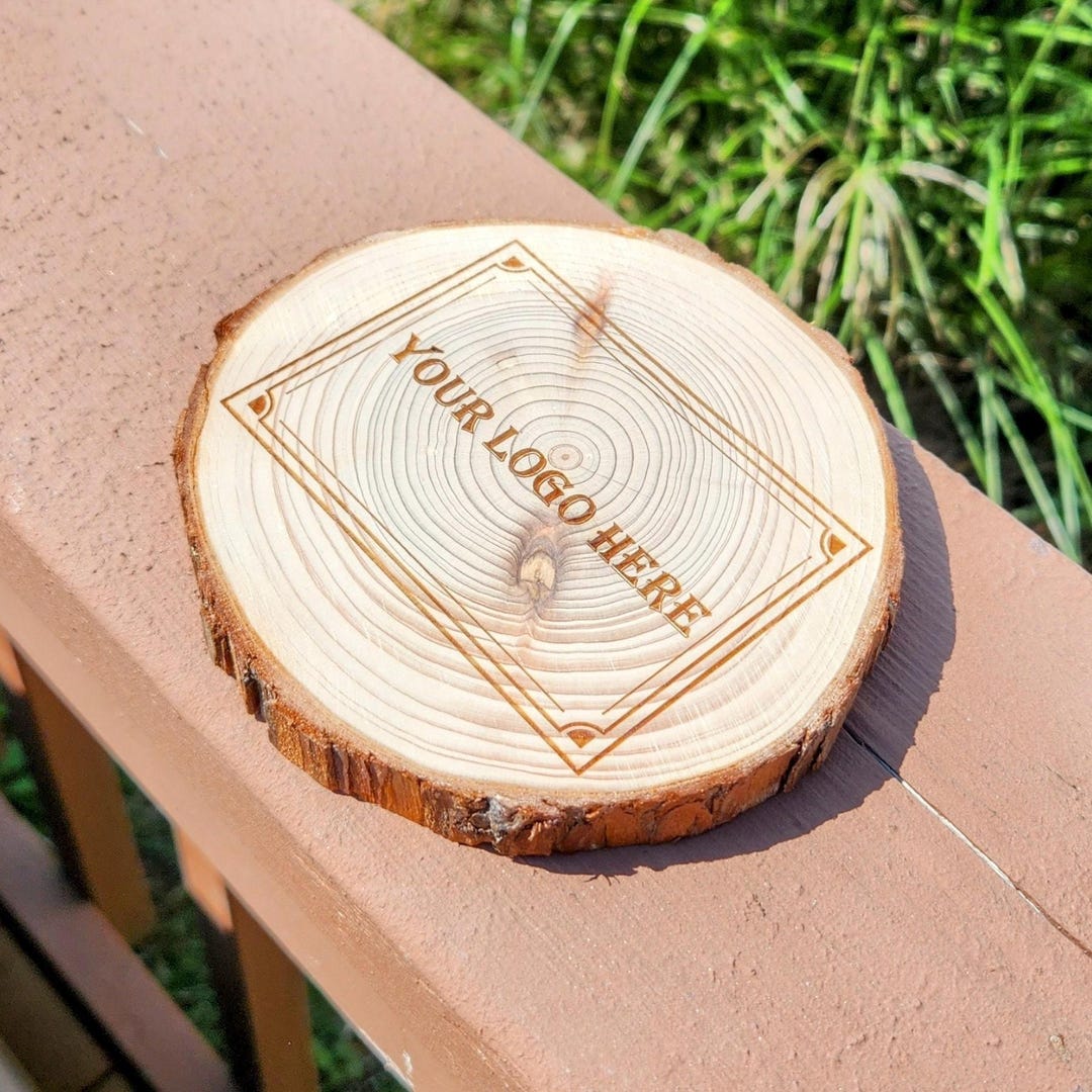 Rustic Tree Coasters Live Edge Bark Wood Coasters Personalized Logo ...