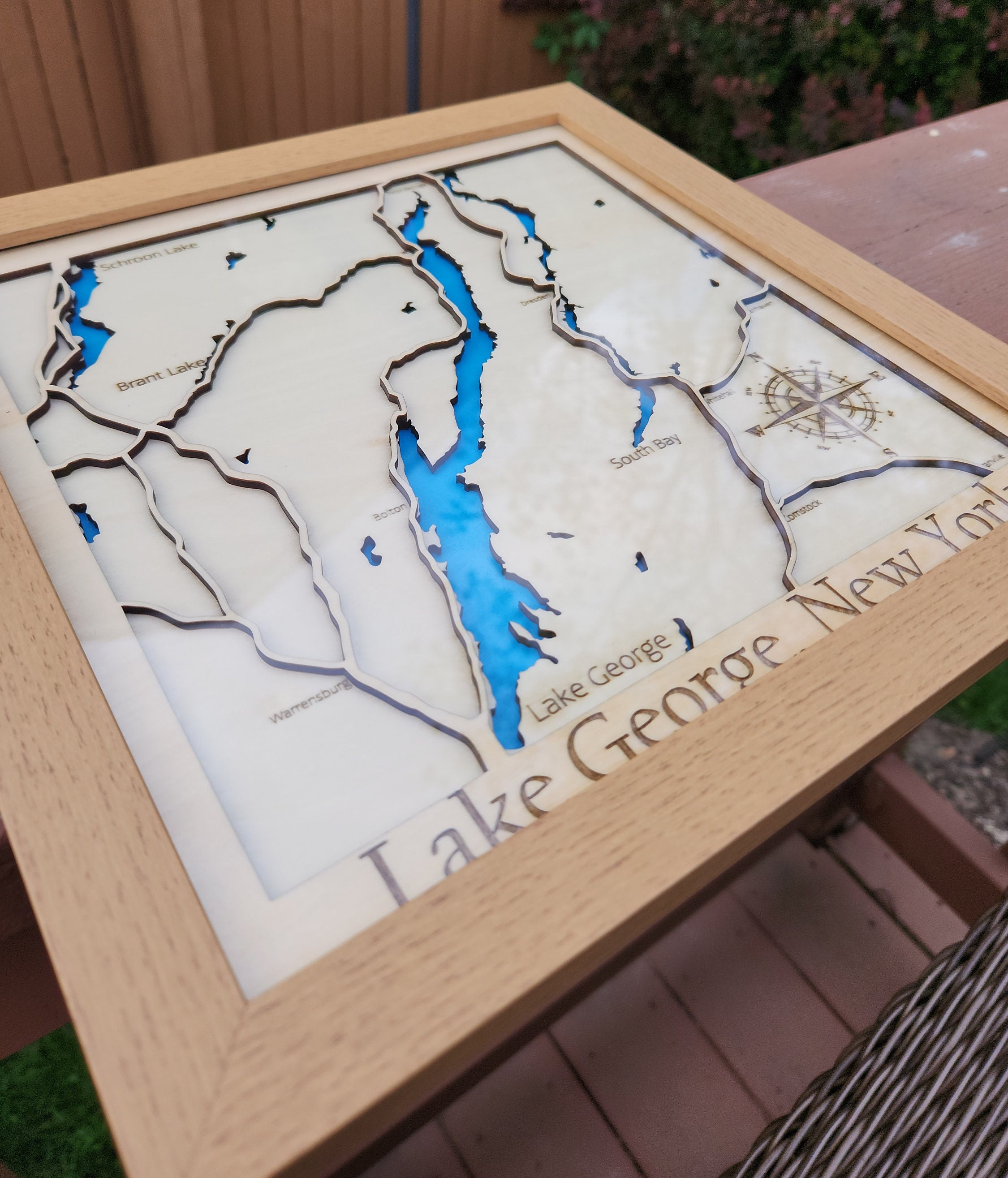 Wood Lake Map Customizable Lake Map Multilayer Wood Map Art ...