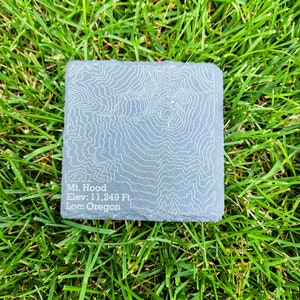 Custom Topographic Map Engraved Slate Coaster Contour Line Map Slate ...