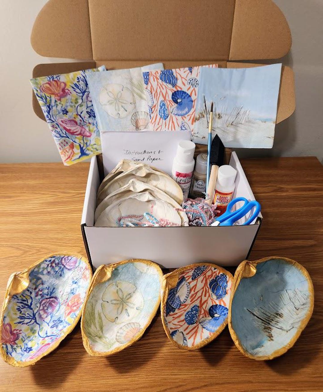 DIY Decoupage Clam Shell Kit | Coastal Seashell Craft Kit With Ocean ...