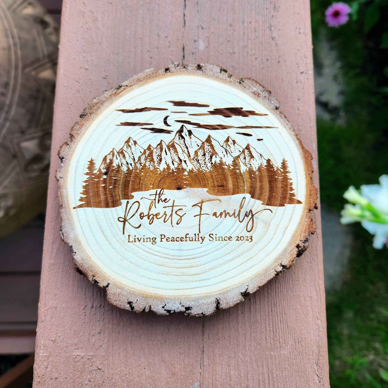 Personalized Wood Coasters Tree Coaster Live Edge Bark Coaster - Etsy