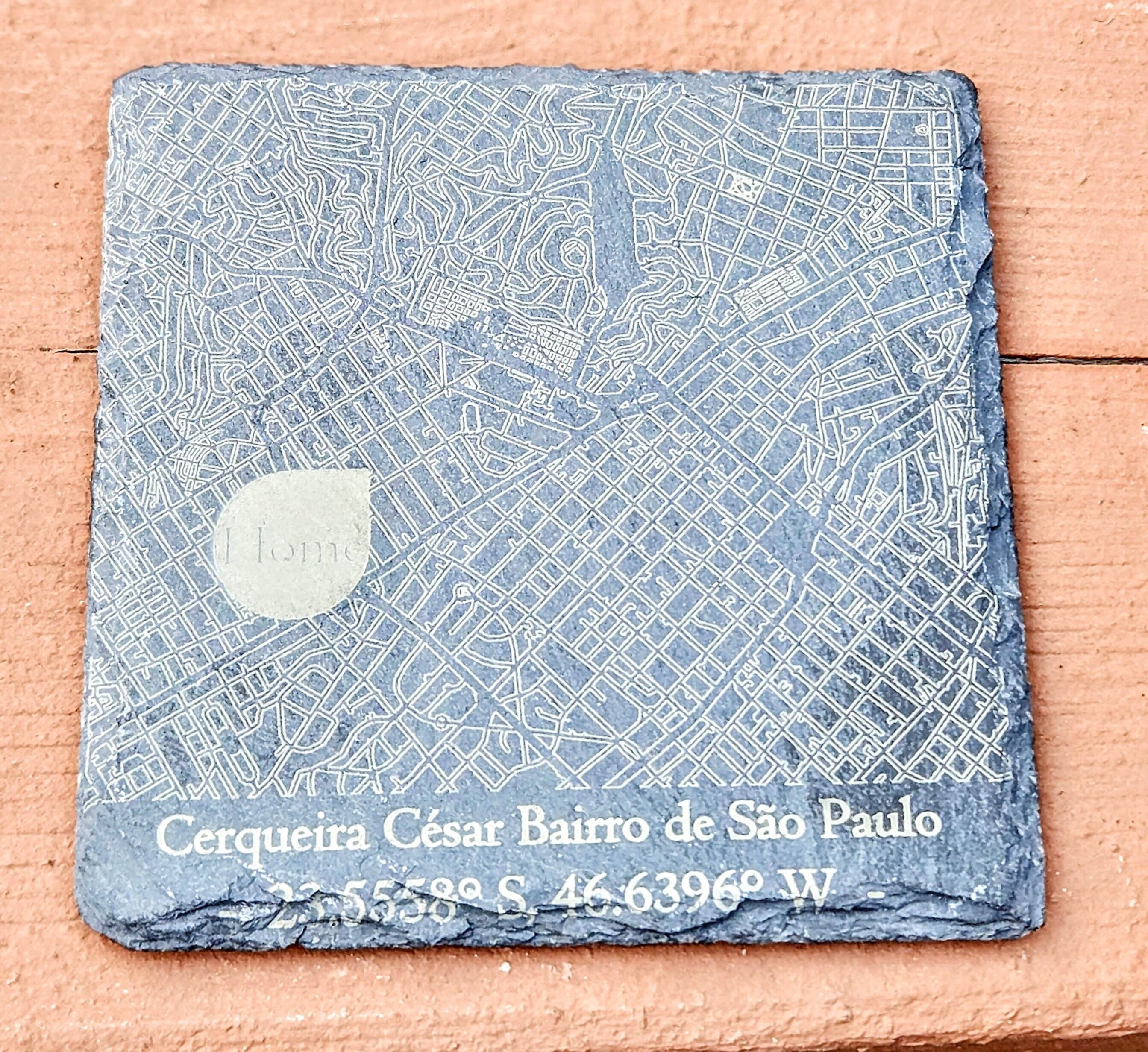 Custom Engraved City Map Slate Coaster Personalized Coordinates and ...