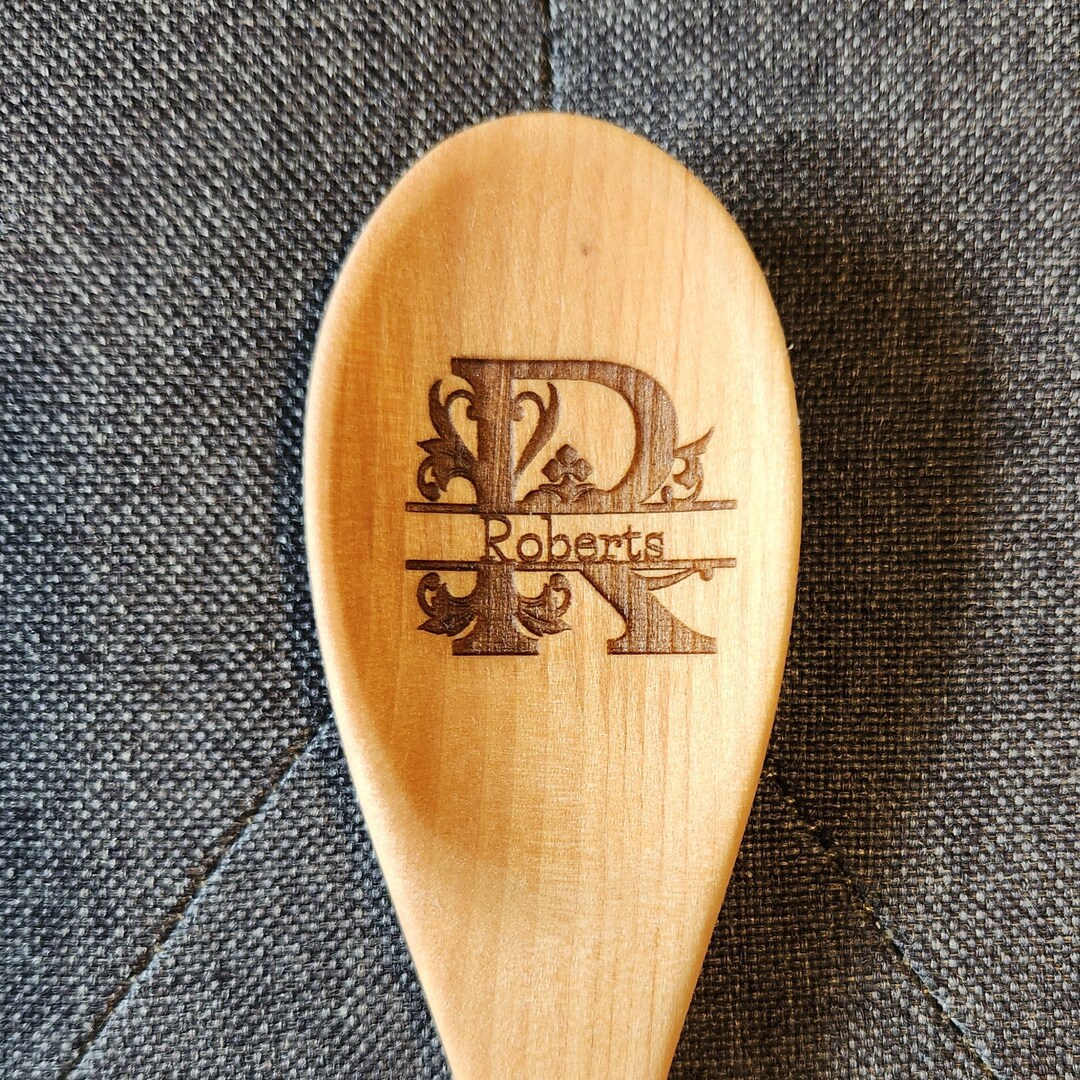 Engraved Monogram Wood Spoon Personalized Name Engraved Mixing Spoon ...