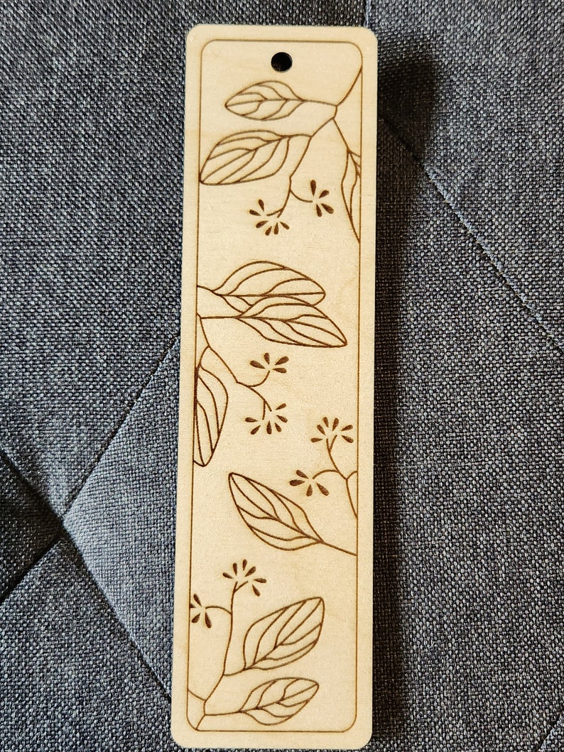 Forest Themed Wood Bookmark Engraved Leaves and Braches Wooden Bookmark ...