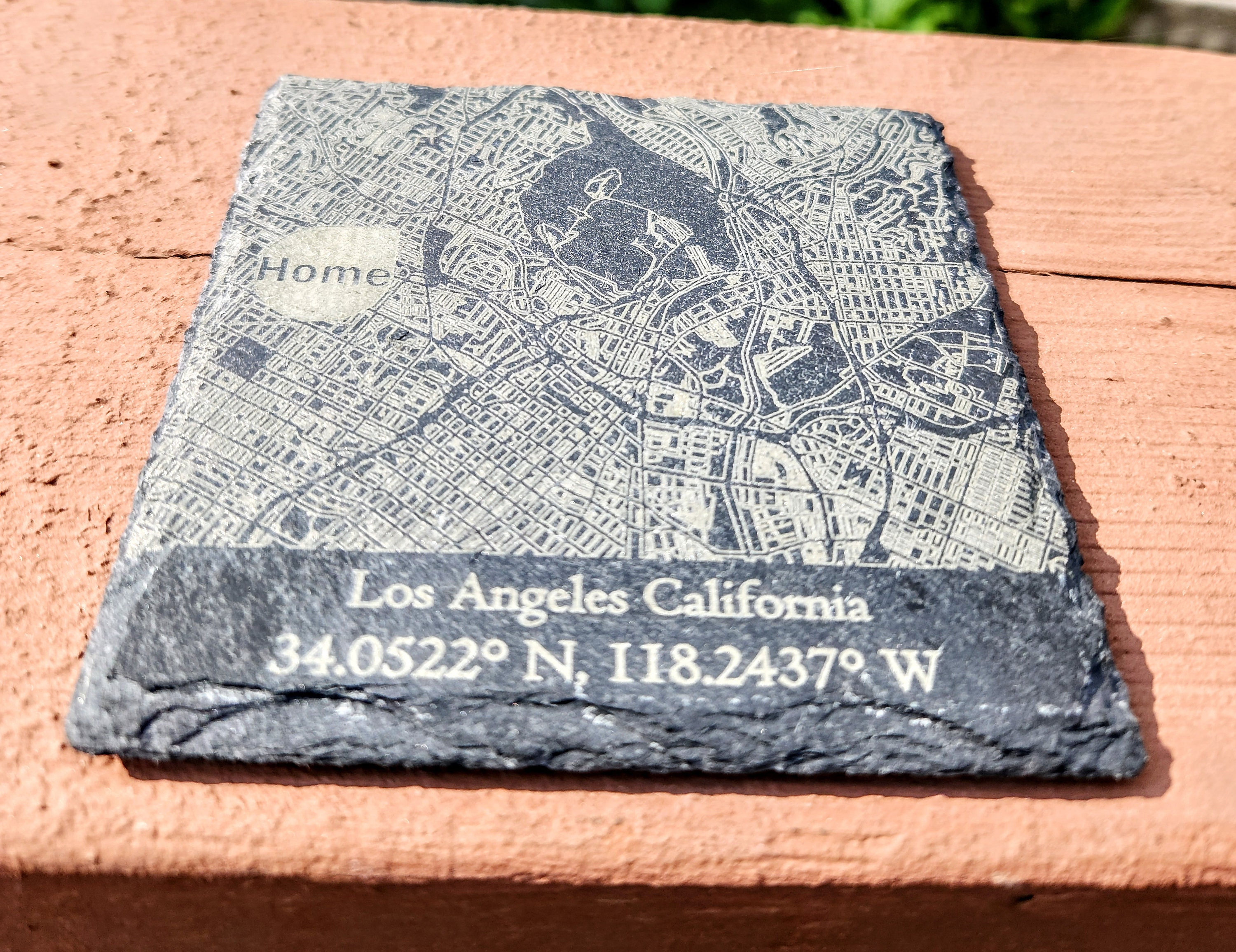 Custom Engraved City Map Slate Coaster Personalized Coordinates and ...