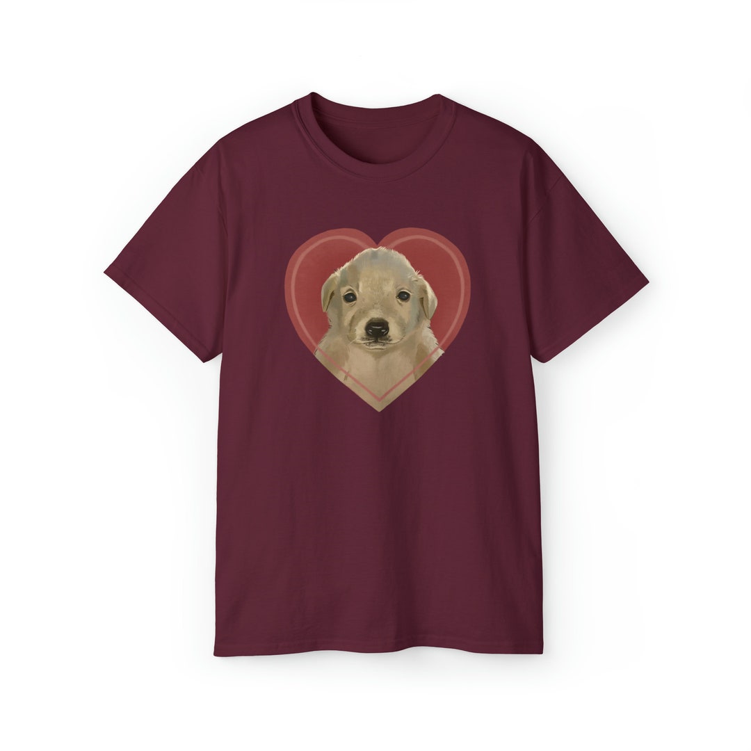 Jotchua Dog Heart Maroon Tee Shirt - Etsy