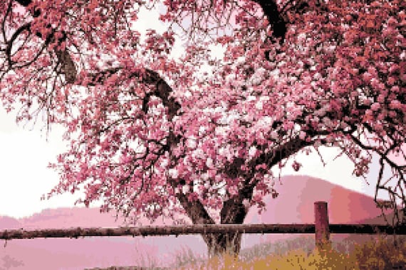 Cherry Blossom Tree: Cross-stitch Pattern Spring Nature | Etsy