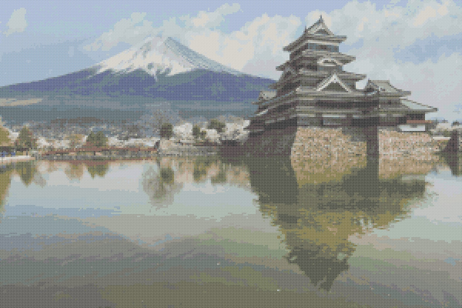 Matsumoto With Mt Fuji Cross Stitch Pattern: Japanese Castle ...