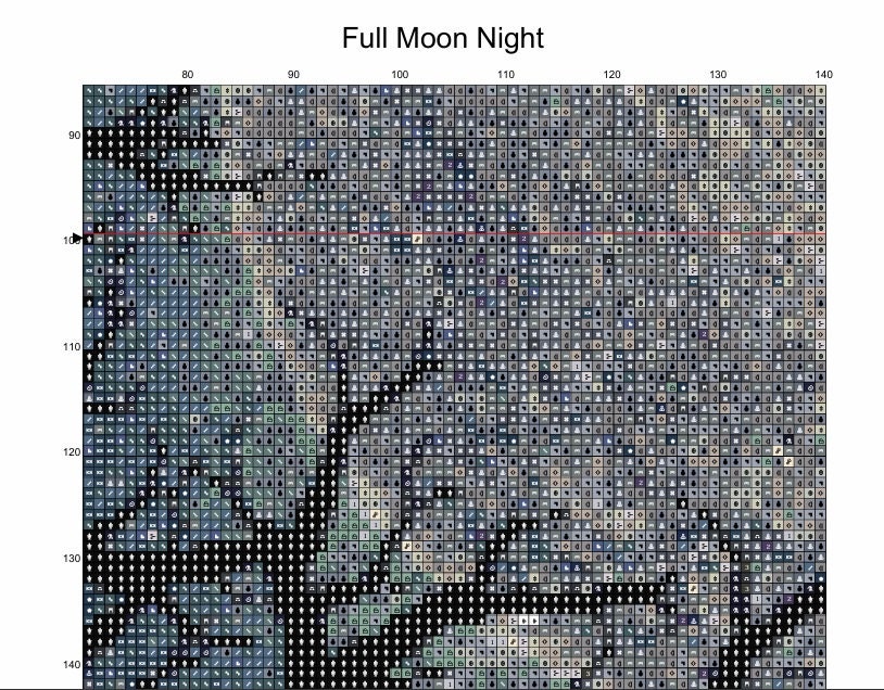 Full Moon Night Cross Stitch Pattern: Halloween Art Image, Pattern ...