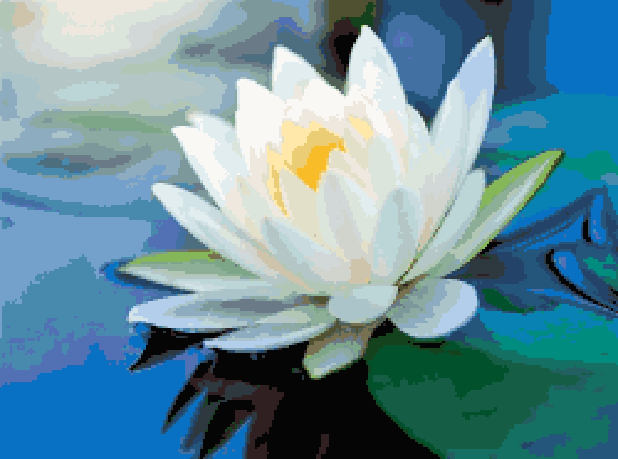 White Lotus Flower Cross Stitch Pattern: Nature Scenic Pixel Art Image ...