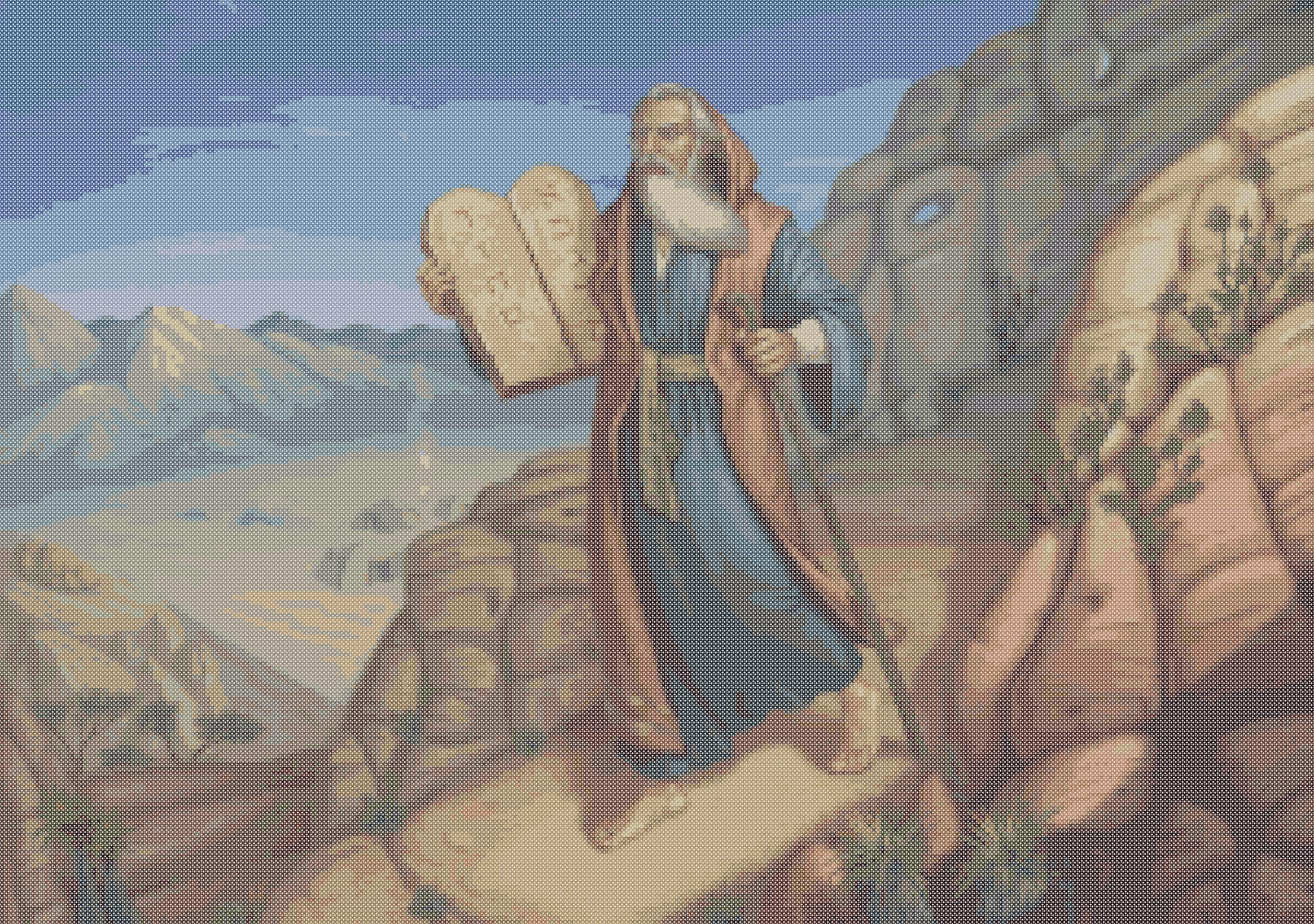 Ten Commandments Cross Stitch Pattern: Religious Moses Pixel Art Image ...