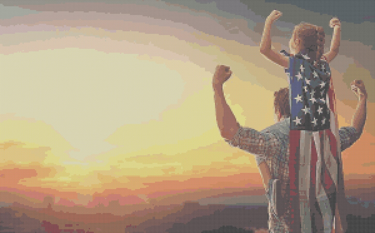 Patriotic Holiday: Patriotic - Father and Daughter American Flag ...