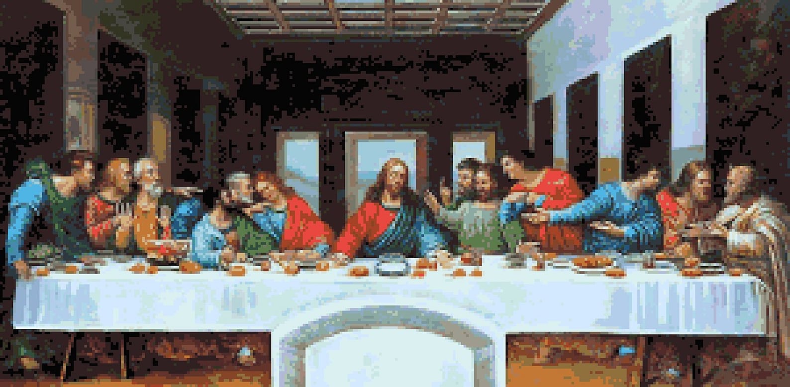The Last Supper Cross Stitch Pattern: Leonardo De Vinci Pixel Art Image ...