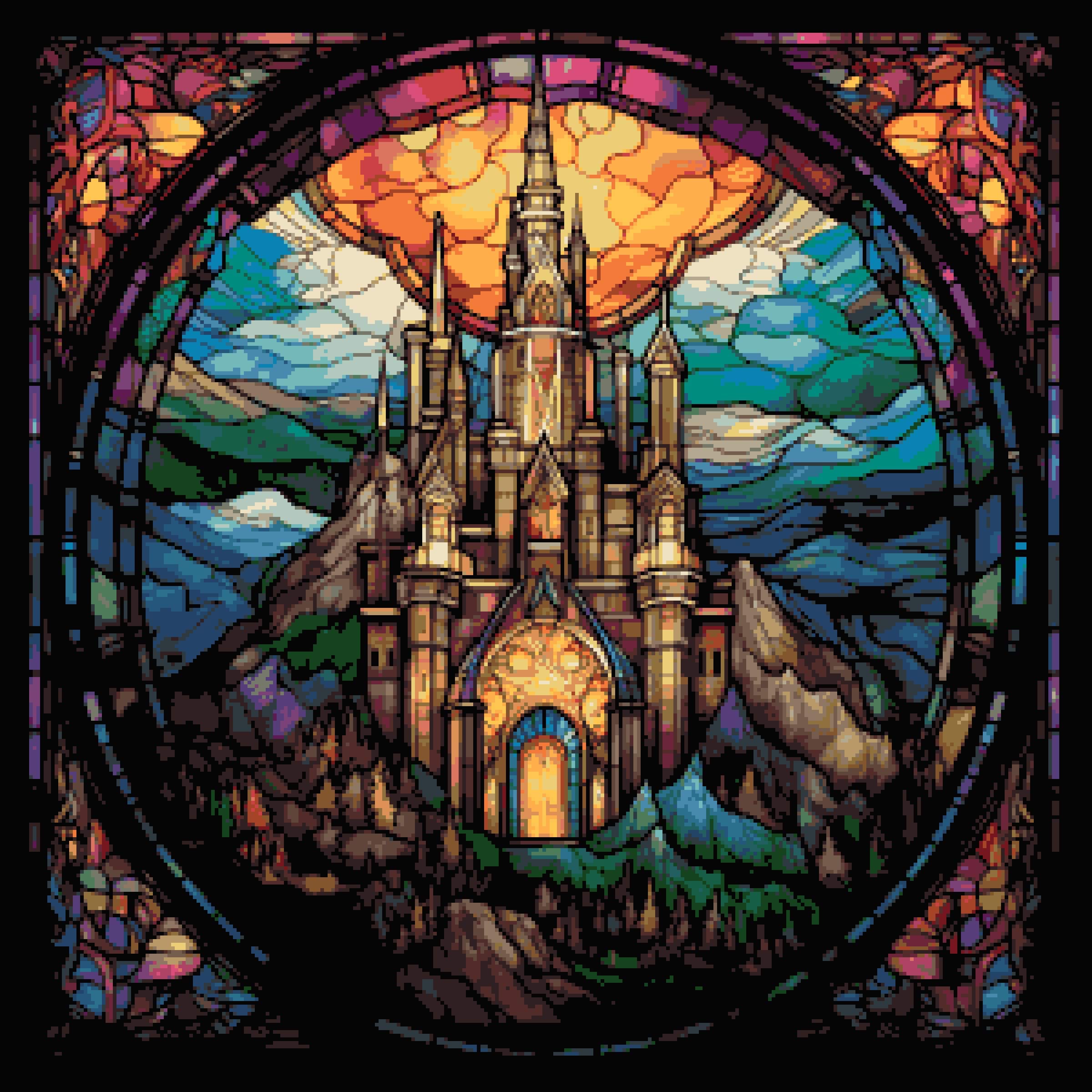 Stain Glass Castle Cross Stitch Pattern: Fantasy Inspired Pixel Image ...