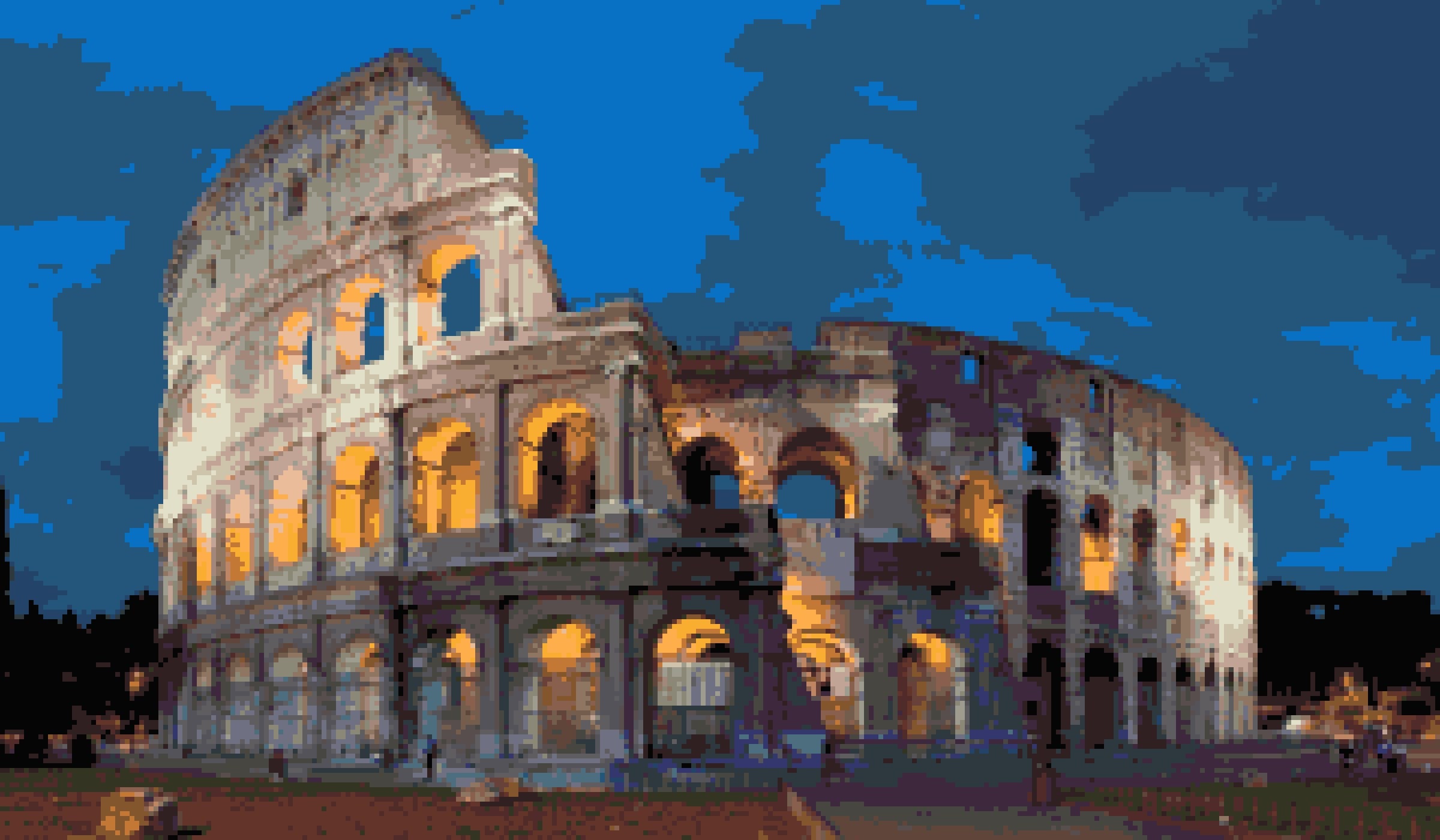 Roman Colosseum Cross Stitch Pattern: Ancient Landmark Temple at Night ...