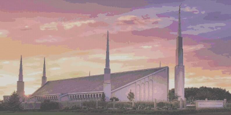 Boise LDS Temple Cross Stitch Pattern: Idaho LDS Church Pixel Art Image ...