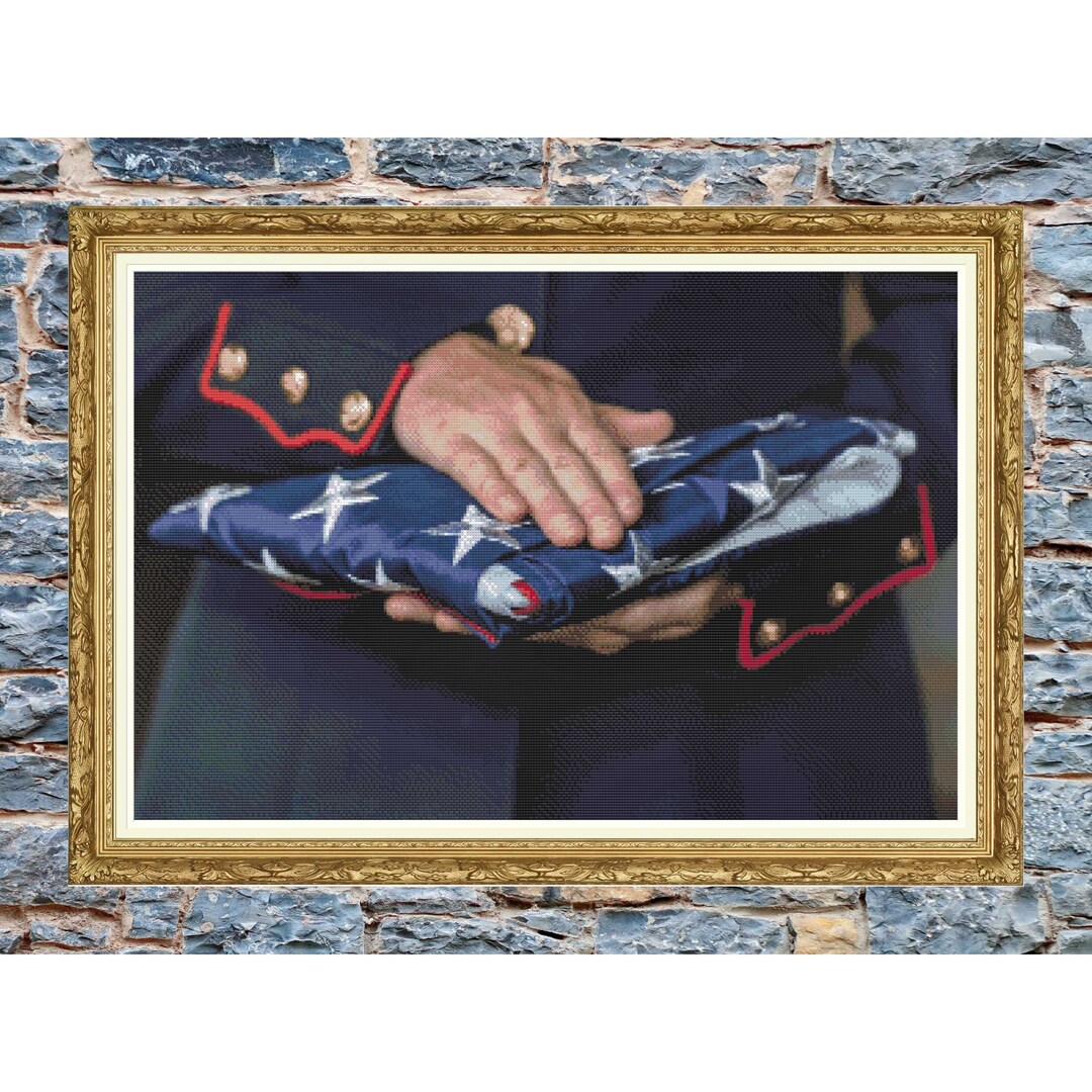 Folded American Flag Presented Cross Stitch Pattern: Honoring the ...