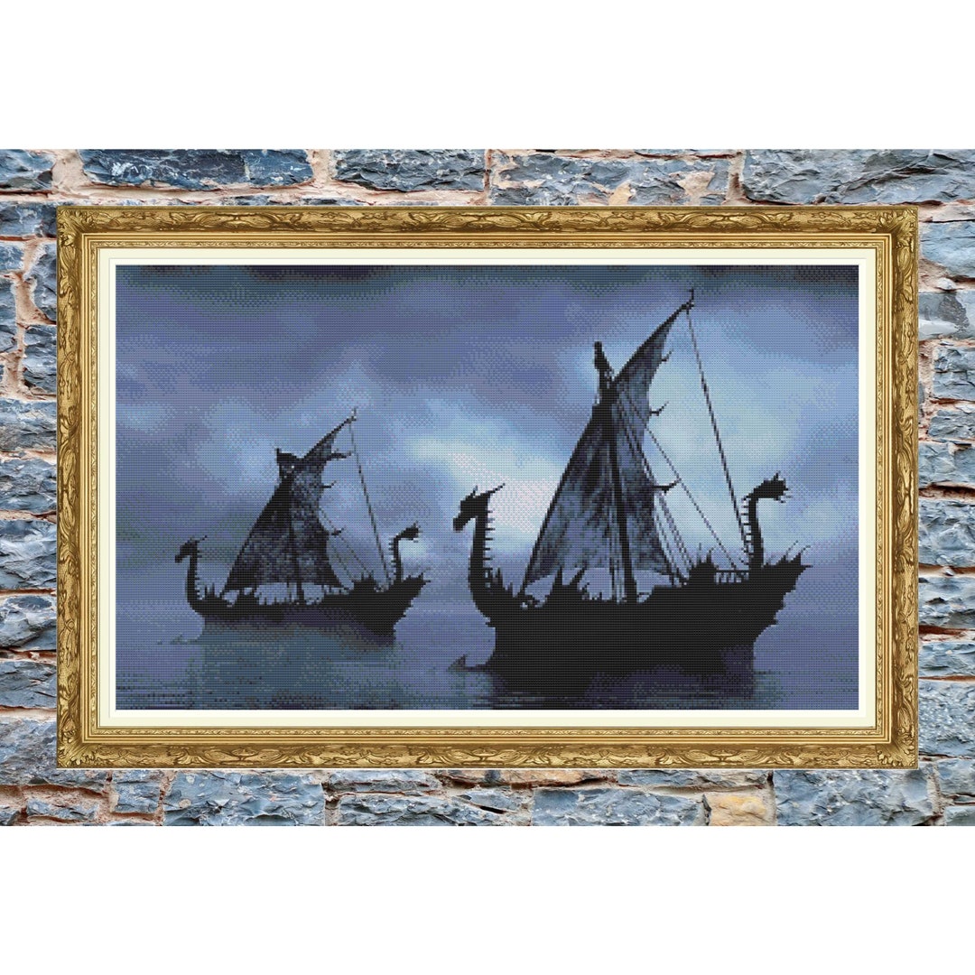 Viking Warships Cross Stitch Pattern: Norse Ships Inspired Fantasy ...