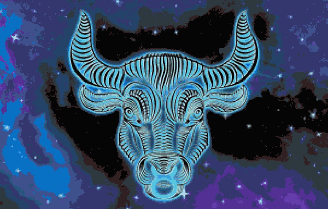 Taurus Cross Stitch Pattern: Constellation Scenic Pixel Art Image ...
