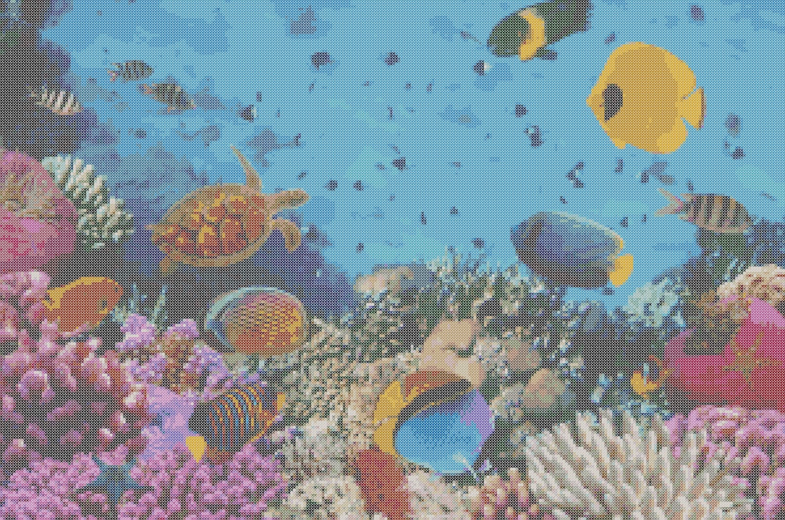Tropical Coral Reef Cross Stitch Pattern: Colorful Ocean Life Pixel Art ...