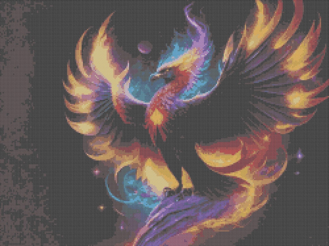 Phoenix Rising Counted Cross Stitch: Fantasy Creature Art Cross-stitch ...