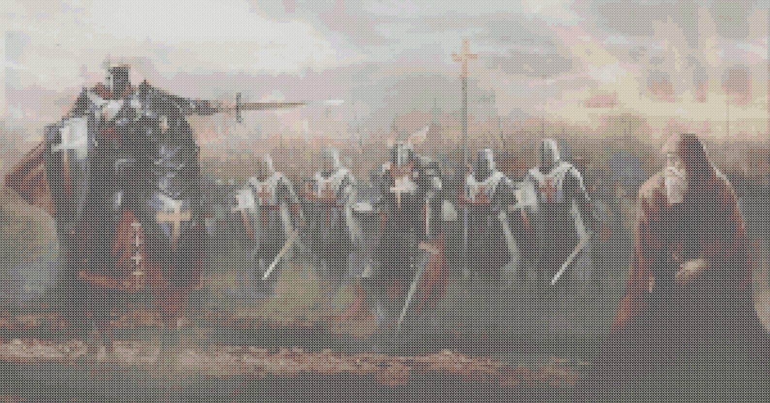 Crusaders Cross Stitch Pattern: Templar Knights Pixel Art Image, Holy ...