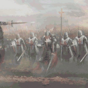 Crusaders Cross Stitch Pattern: Templar Knights Pixel Art Image, Holy ...