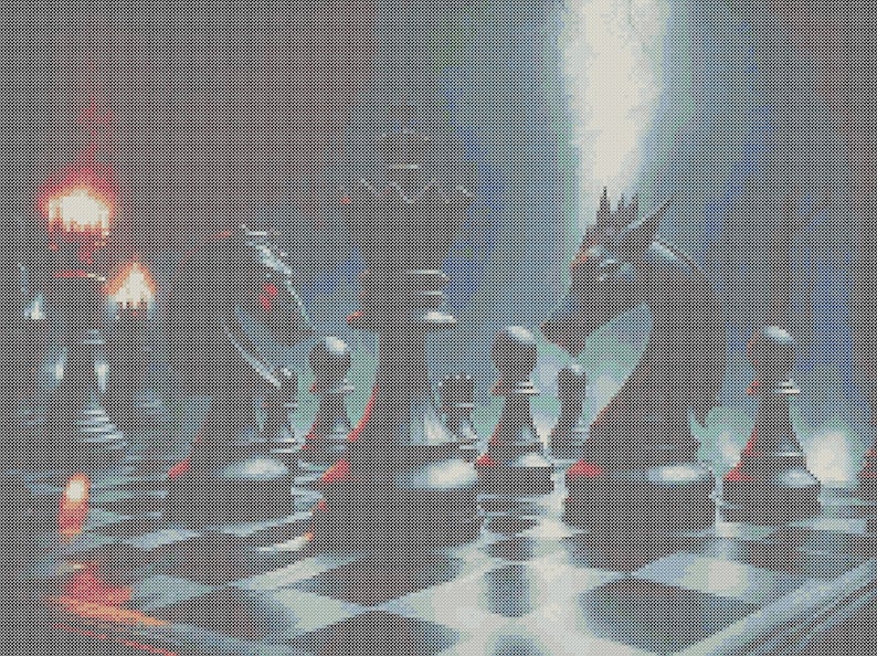 Gothic Style Chess Counted Cross Stitch: Fantasy Classic Game Art Cross ...