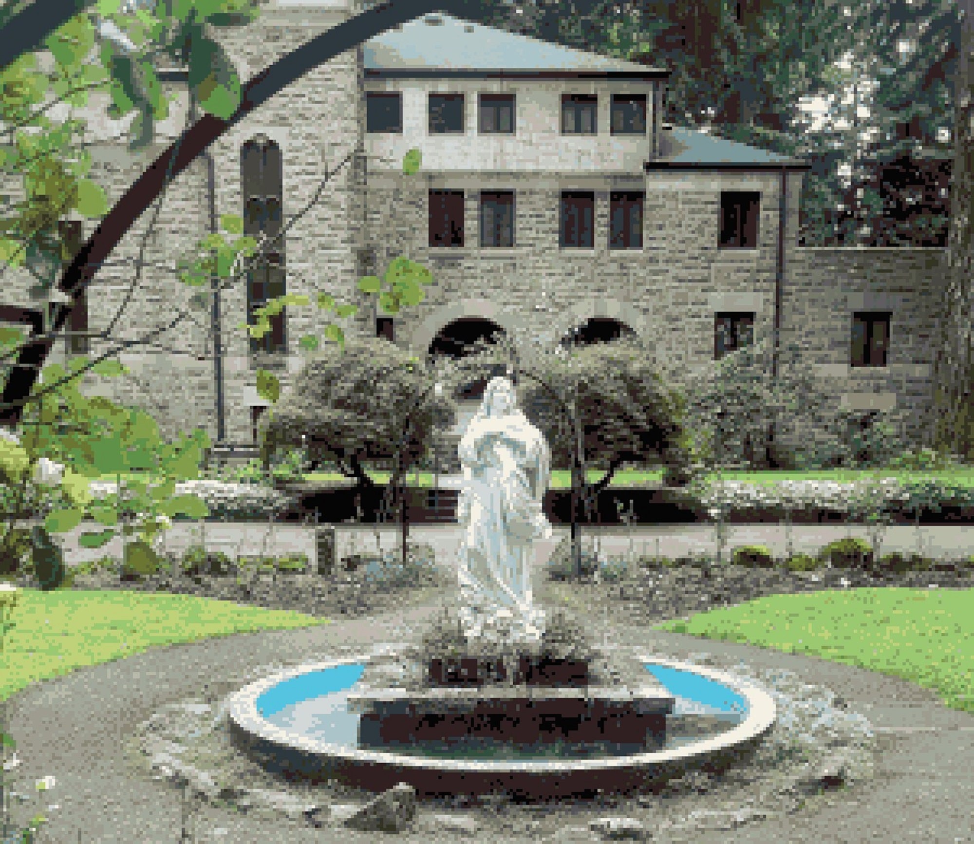 The Grotto Cross Stitch Pattern: Catholic Shrine Pixel Art Image Oregon ...