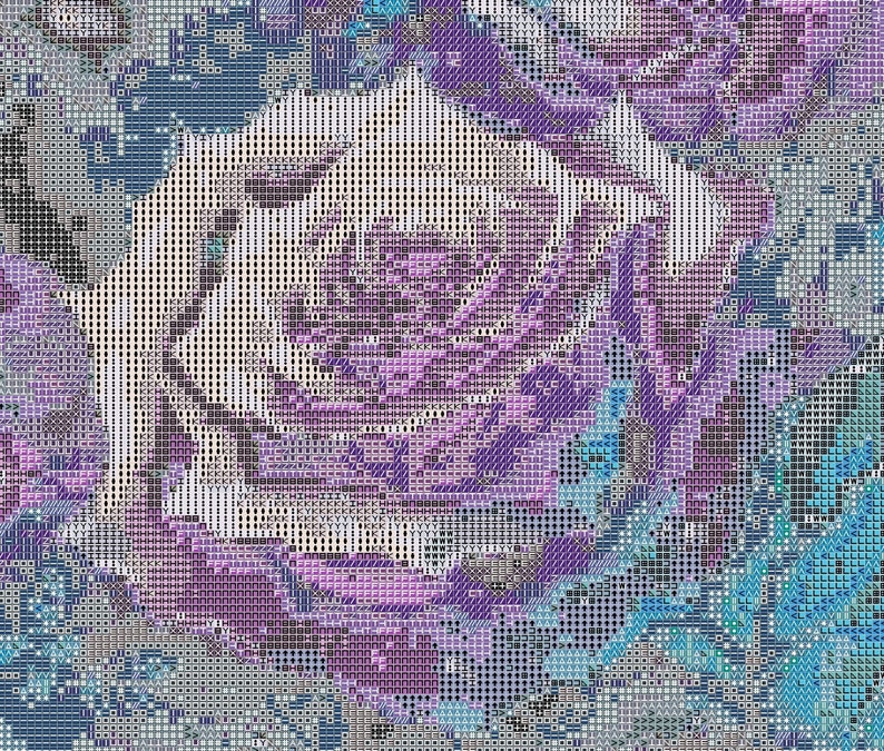Galactic Roses Counted Cross Stitch: Colorful Galaxy Garden Fantasy Art ...