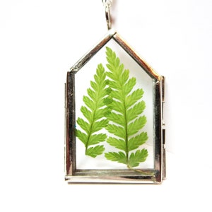 Fern Necklace Purple Flower Pressed Fern Locket Necklace - Etsy