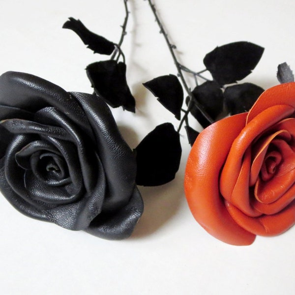 Leather Rose - Etsy