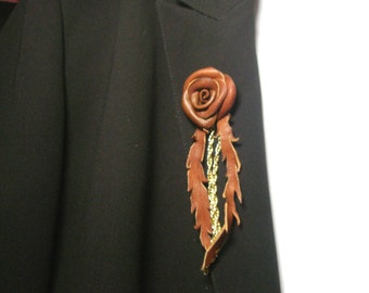 Leather Brooch | Etsy