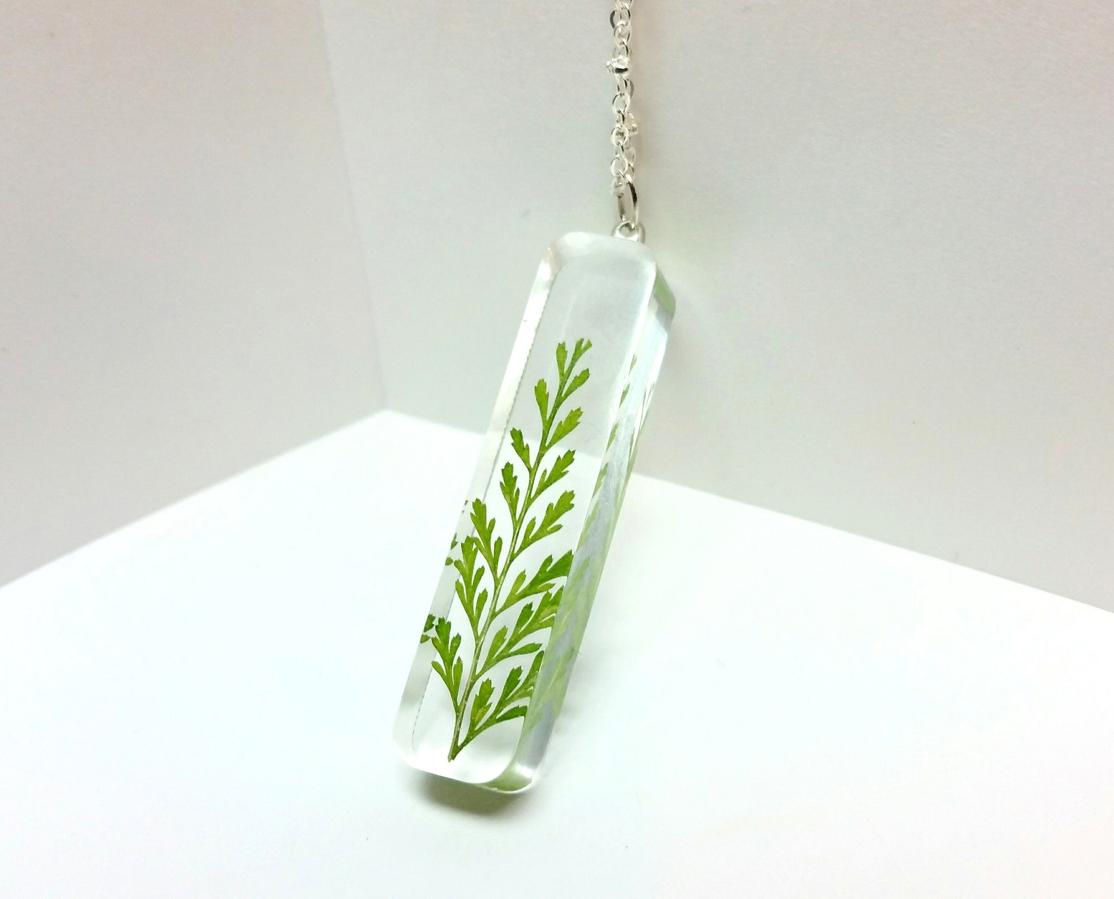 Silver fern necklace Fern necklace Real fern resin necklace | Etsy