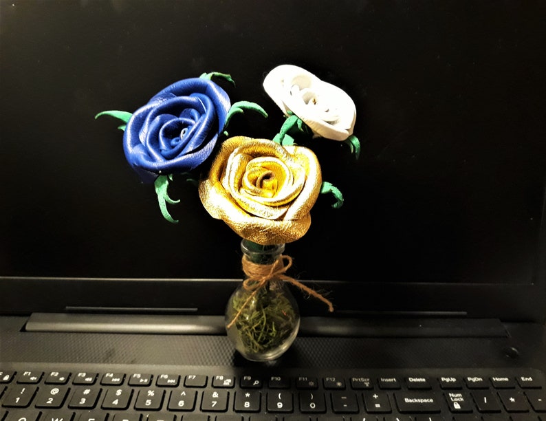 Gold Leather Rose Miniature Leather Rose Handmade Mini | Etsy