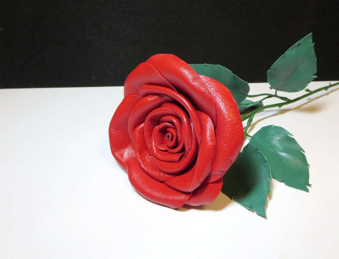 Red Leather Rose Gift 3rd Anniversary Gift Leather Gift - Etsy