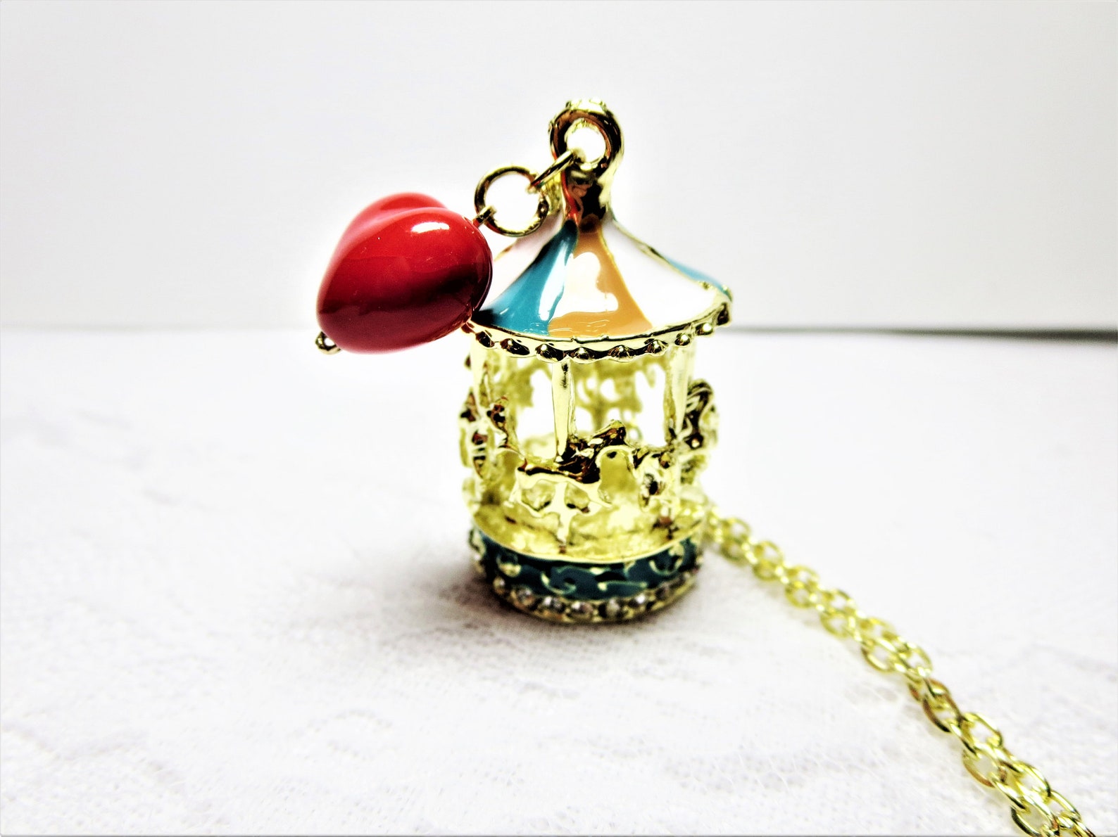 Carousel Necklace Silver Carousel Charm Necklace Colored - Etsy