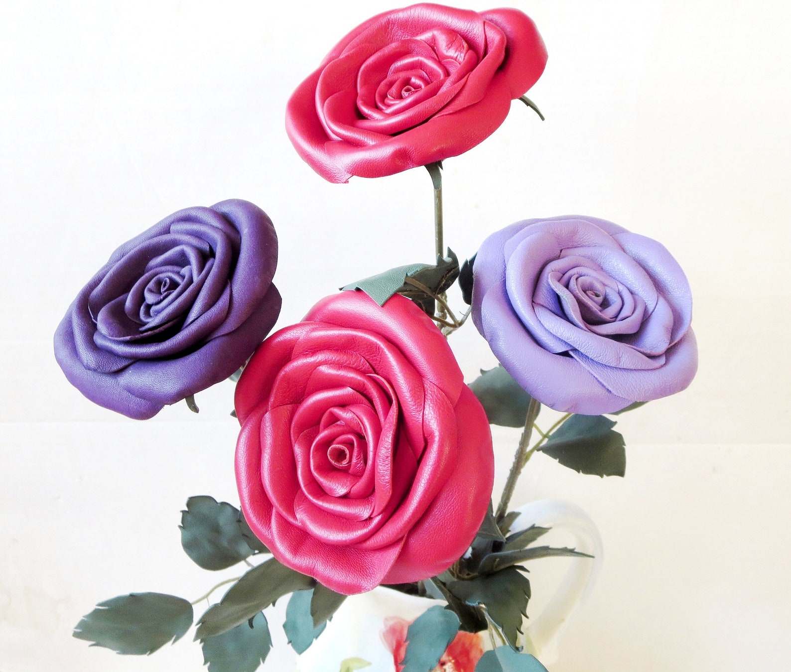 Red Leather Rose Long Stem Leather Rose Single Leather Rose | Etsy