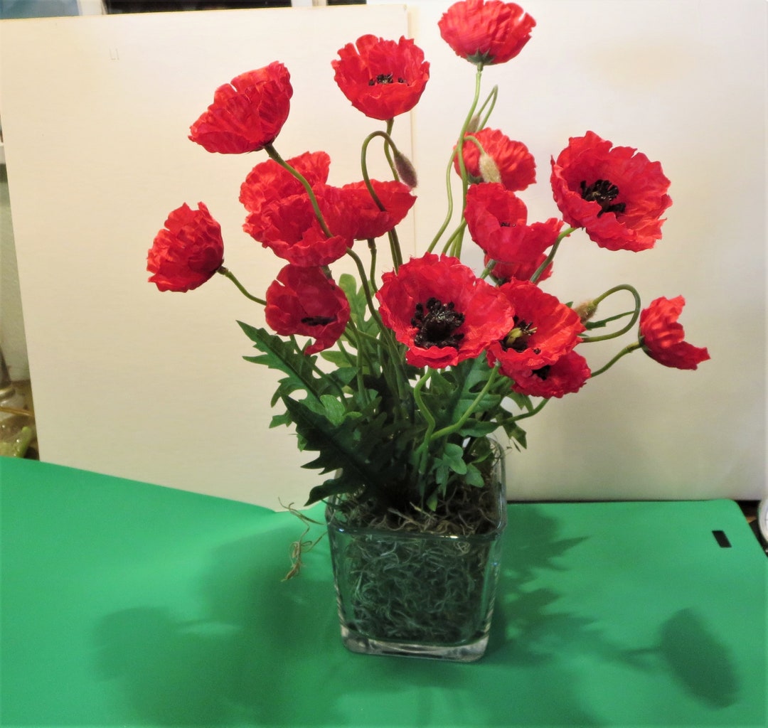 Red Poppies Décor Daffodils Table Centerpiece Mother Day Gift - Etsy