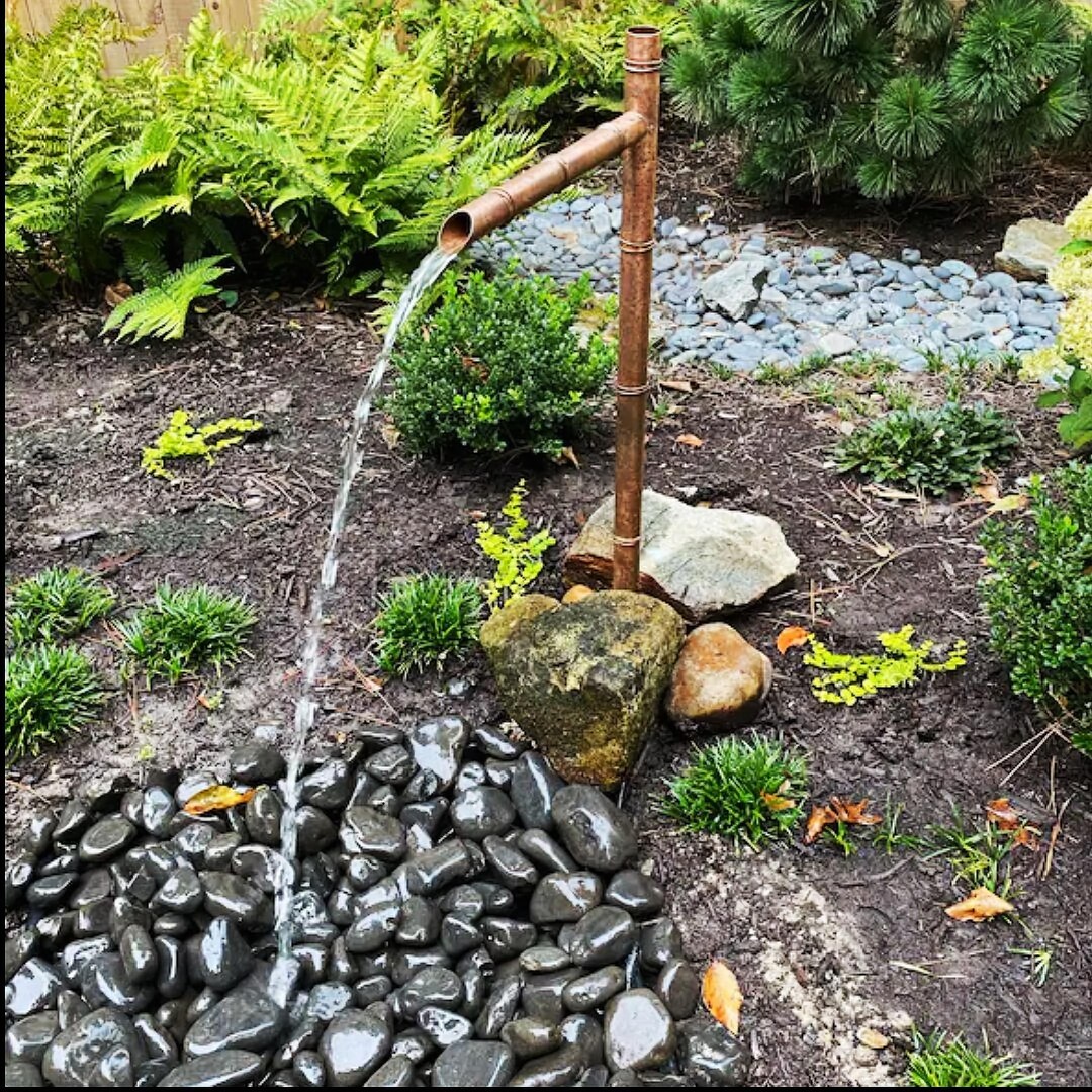 29" Garden Fountain - Copper Water Spout - Water Feature- Bamboo Style ...