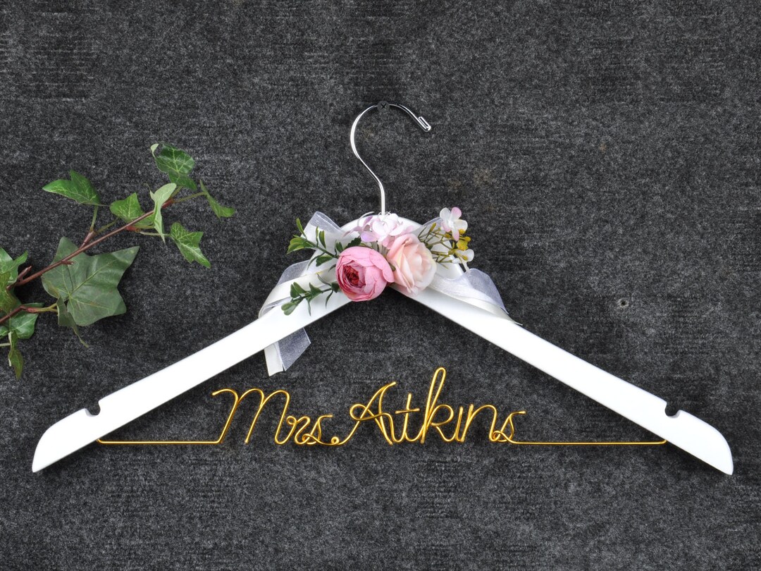 Personalized Gown Hanger - Wedding Dress Hanger With Flower - Bride ...