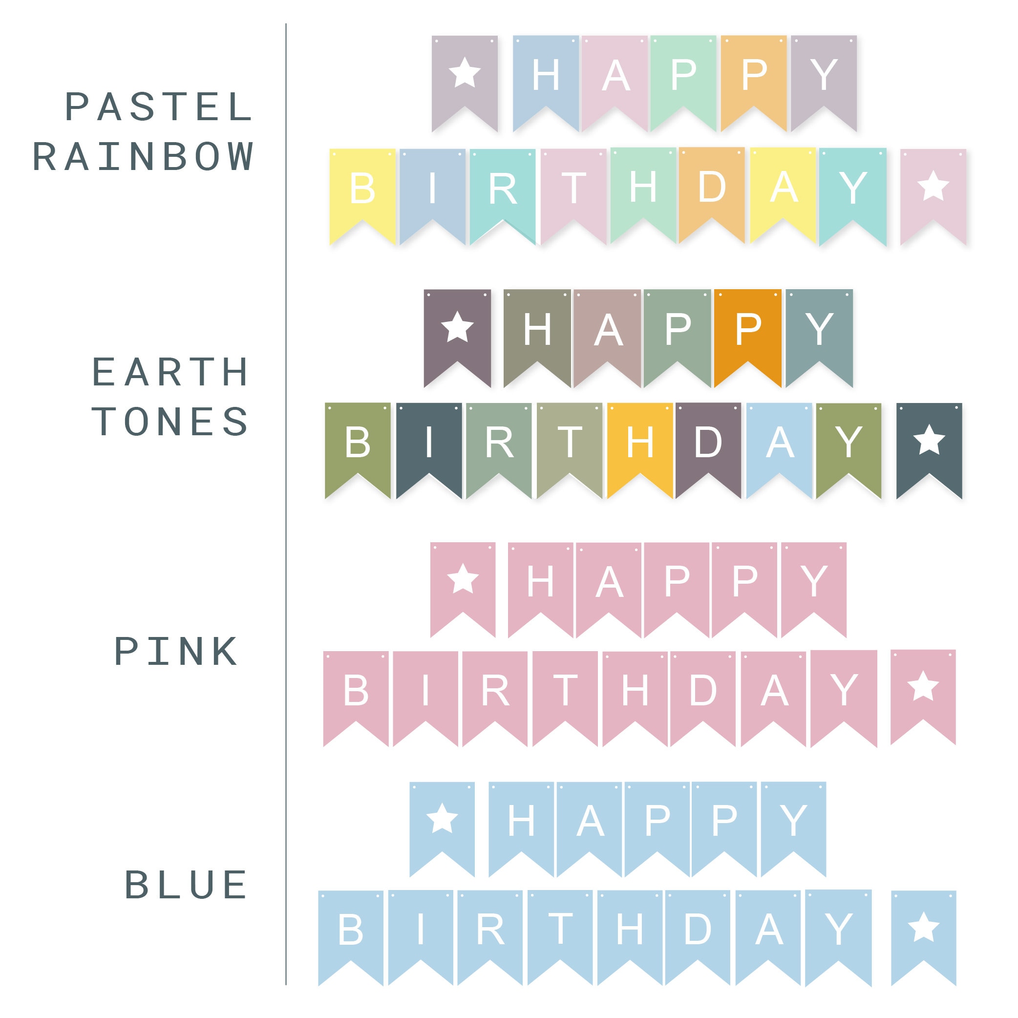 Happy Birthday Garland, Large Earth Tones Happy Birthday Bunting, Eco ...