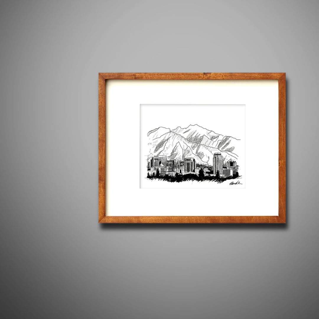 Printable Pen and Ink Hand Sketch Drawing - Salt Lake City, Utah ...