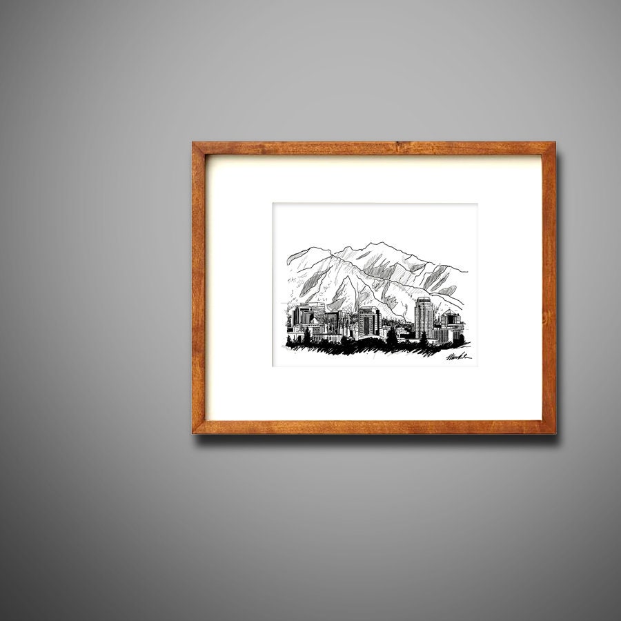Printable Pen and Ink Hand Sketch Drawing - Salt Lake City, Utah ...