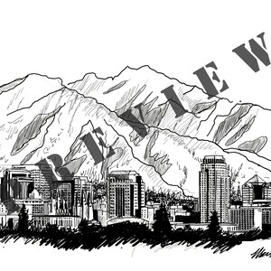 Printable Pen and Ink Hand Sketch Drawing - Salt Lake City, Utah ...