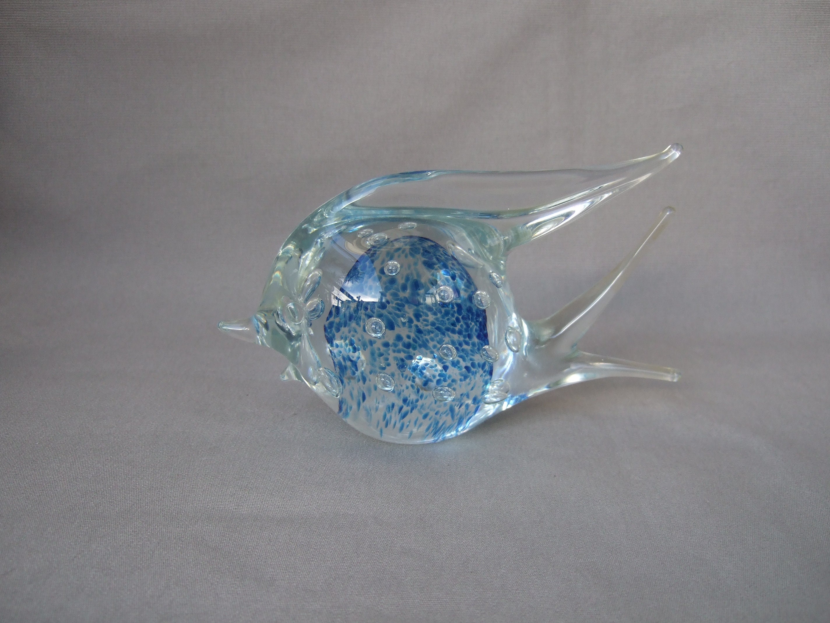 Thick Glass Fish Mid Century Vintage Clear Glass Blue Fish - Etsy UK